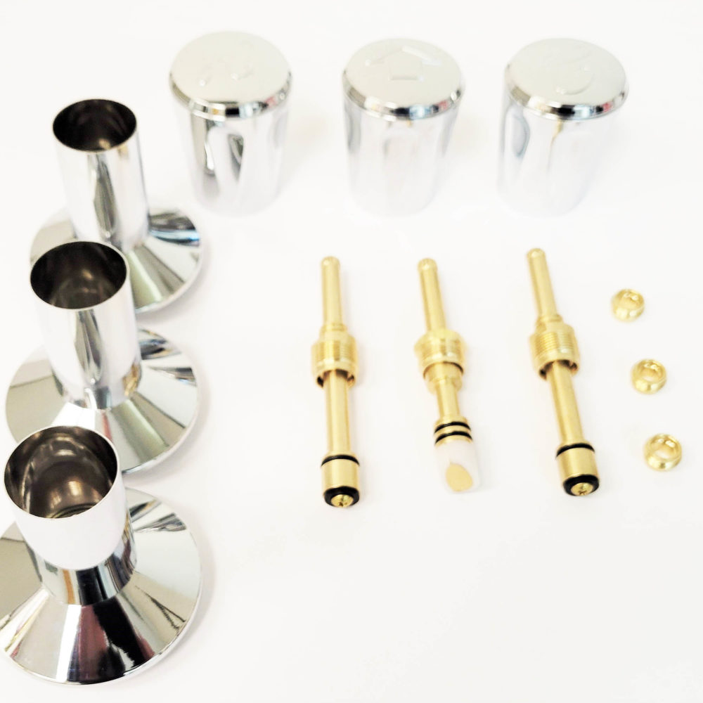 Chrome Plated 3 Handle Rebuild Kit for Harcraft Tub & Shower Faucet ...