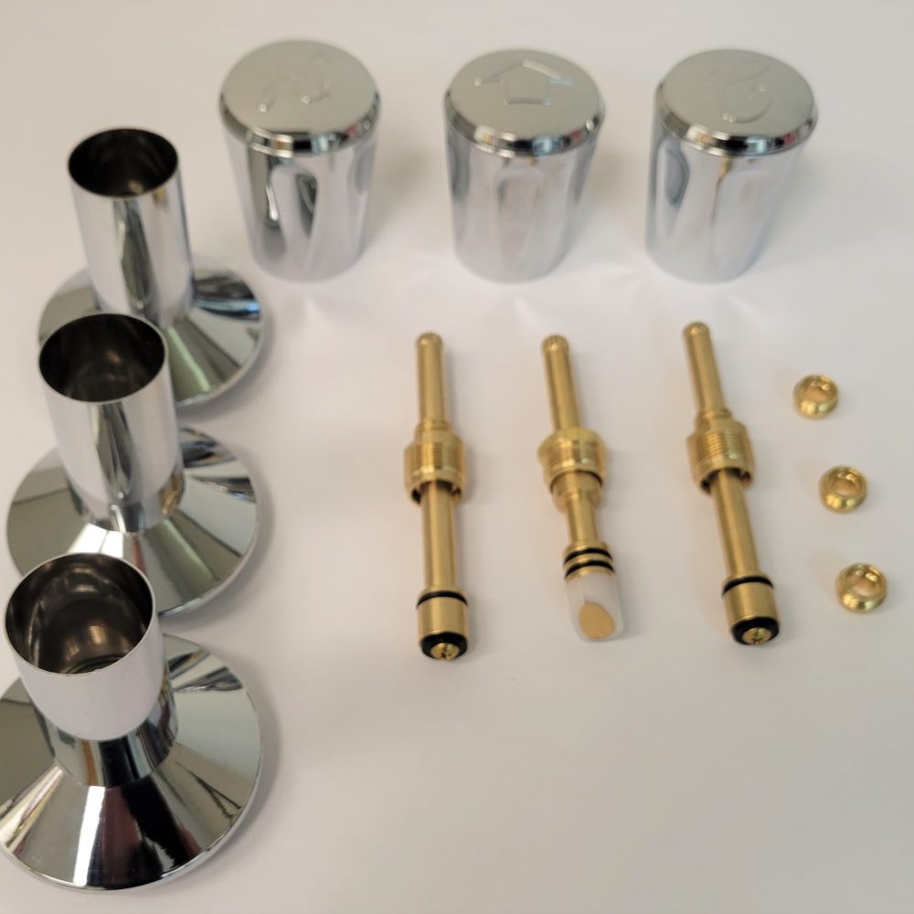 Chrome Plated 3 Handle Rebuild Kit for Harcraft Tub & Shower Faucet ...