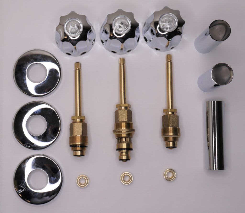 Chrome Plated 3 Handle Rebuild Kit for Gerber Tub & Shower Faucets 87 ...