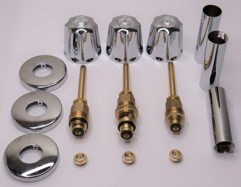 Chrome Plated 3 Handle Rebuild Kit for Gerber Tub & Shower Faucets 87 ...