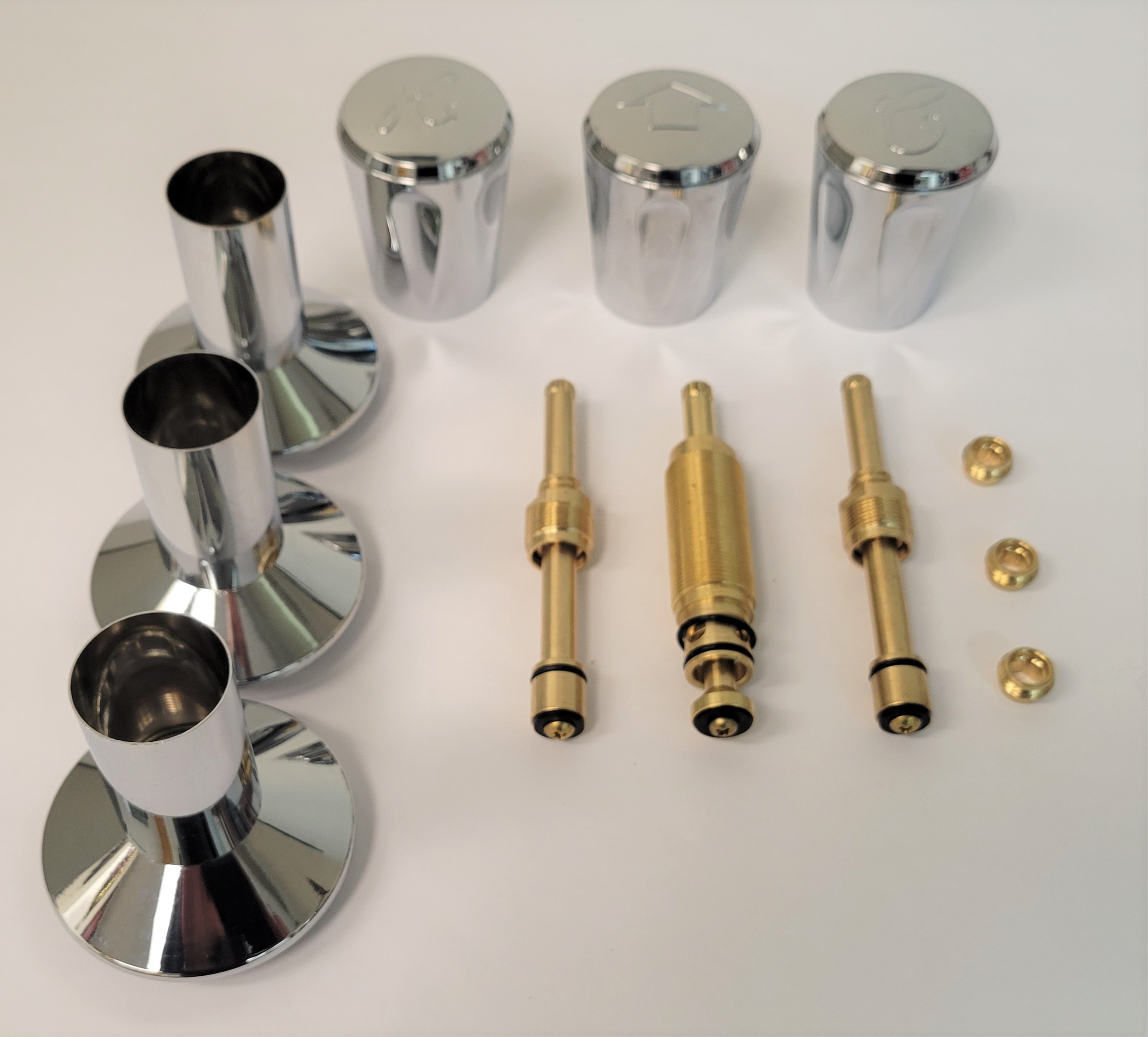 Chrome Plated 3 Handle Rebuild Kit for Harcraft Tub & Shower Faucet ...