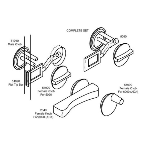 Concealed Flat Bar Latch 5090 - Noel's Plumbing Supply
