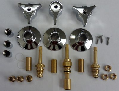 Chrome Plated 3 Handle Rebuild Kit for Union Brass Tub & Shower Faucet ...