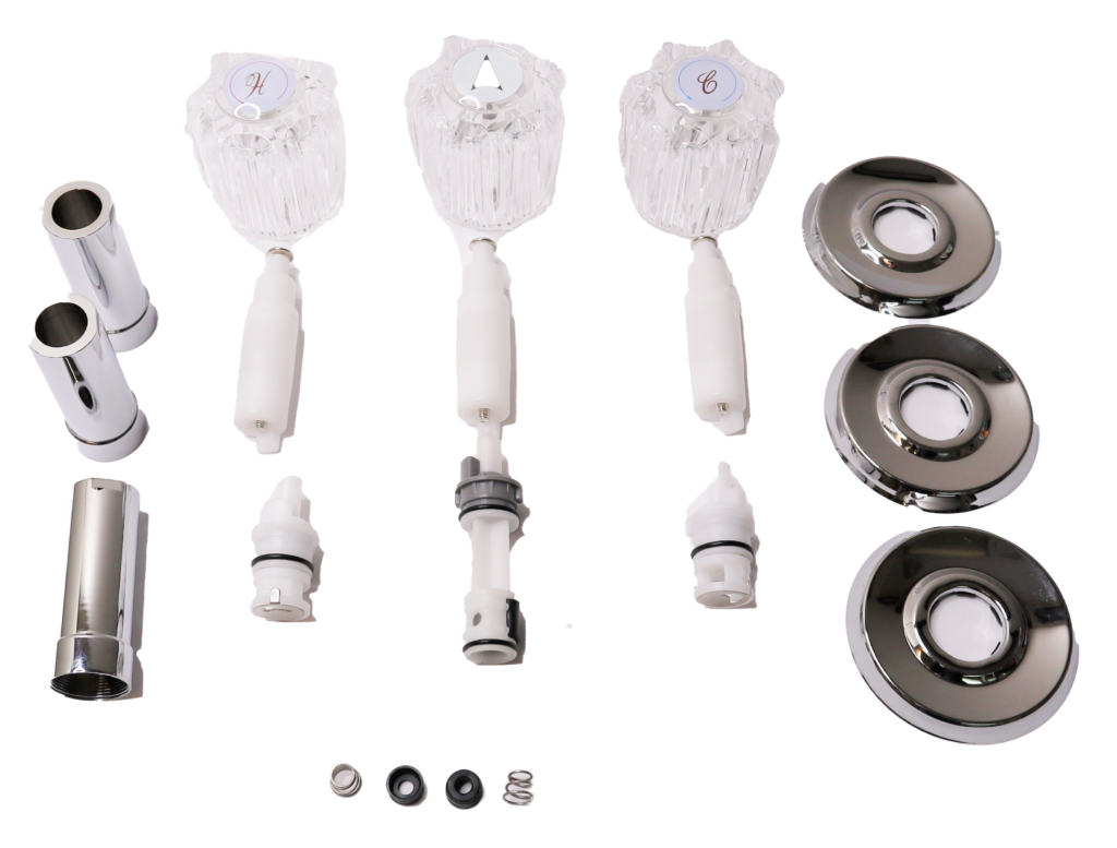 Chrome Plated 3 Handle Rebuild Kit for Delta Faucet & Glacier Bay ...