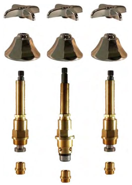 Chrome Plated 3 Handle Rebuild Kit for Glauber - Noel's Plumbing Supply