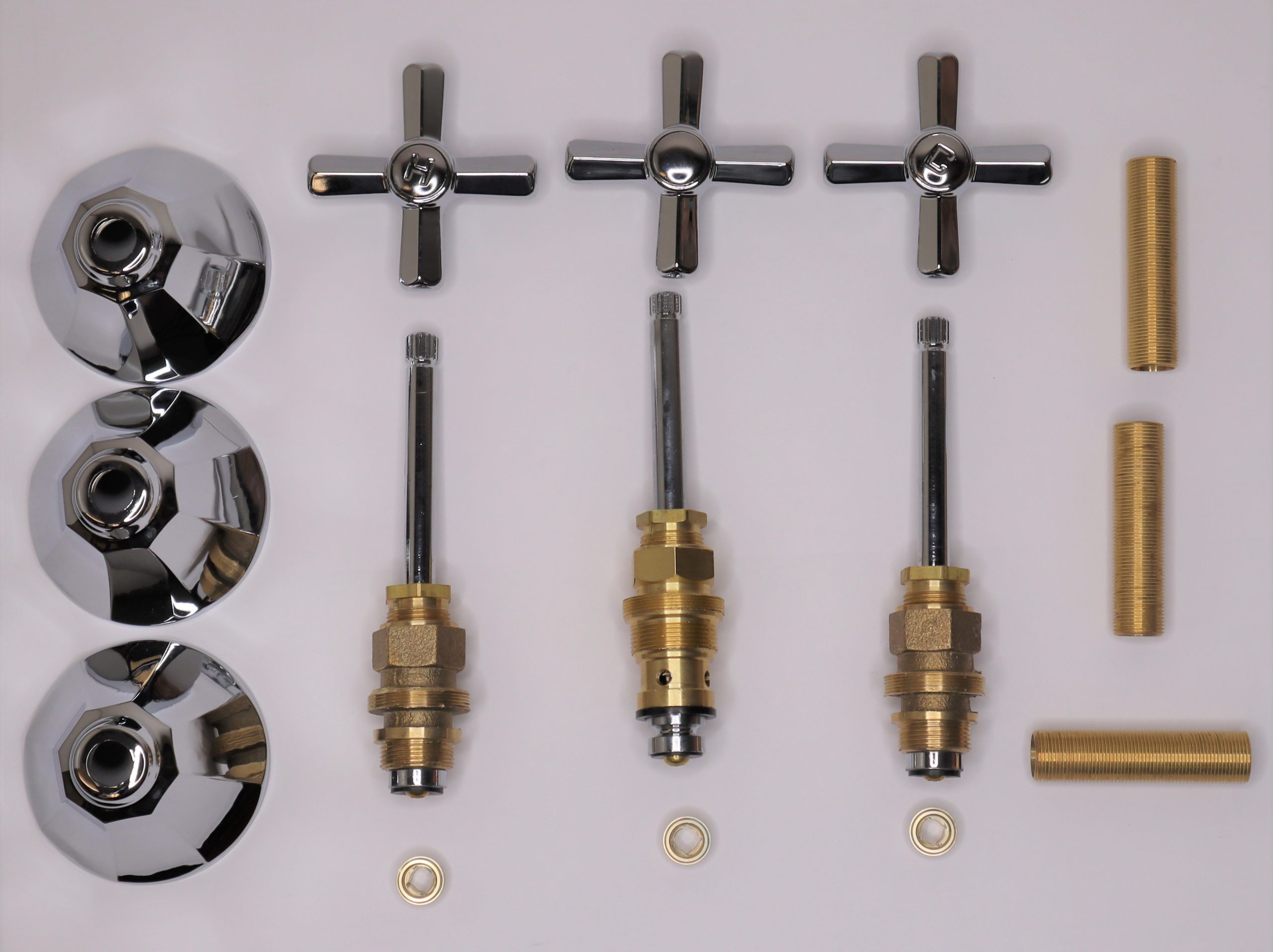 Chrome Plated 3 Handle Rebuild Kit for Sterling Brass - Noel's Plumbing ...