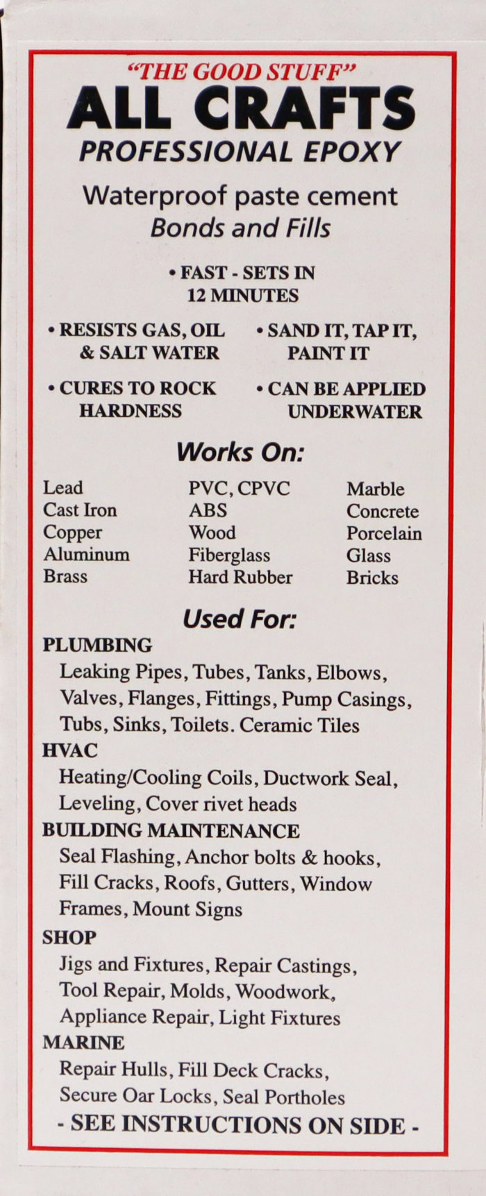 All Crafts Professional Epoxy ET-12 - Noel's Plumbing Supply