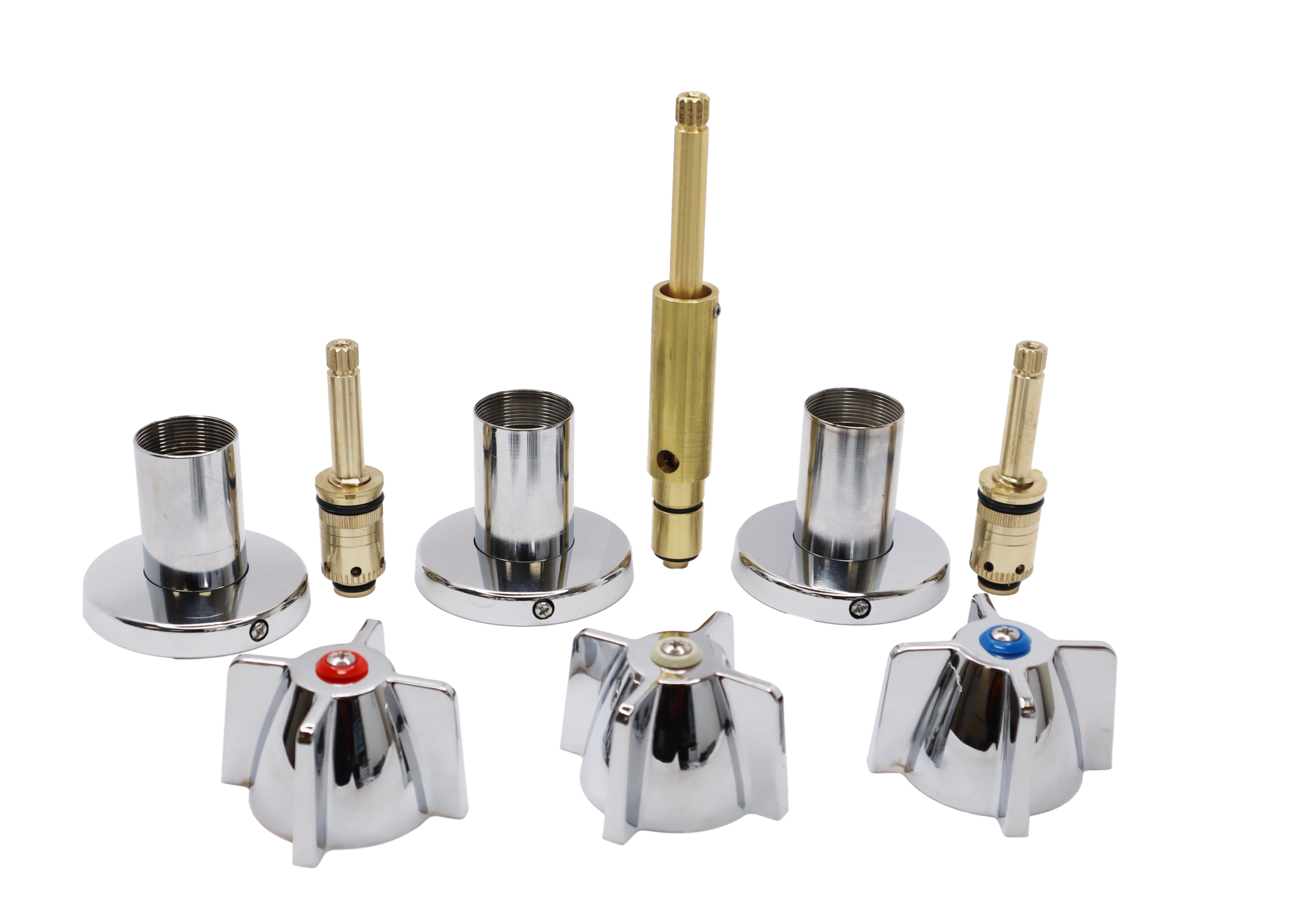 Chrome Plated 3 Handle Rebuild Kit with Ceramic Cartridges for Sears ...