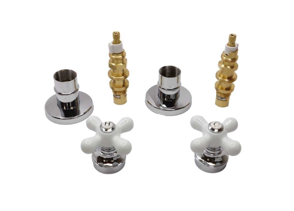Chrome Plated 2 Handle Rebuild Kit with Porcelain Cross Handles for ...
