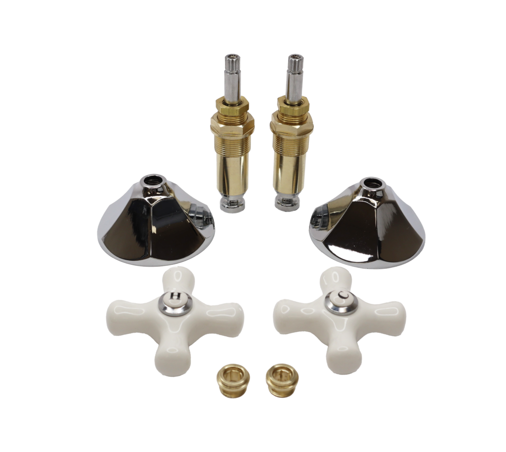 Chrome Plated Rebuild Kit with Porcelain Cross Handles for 2 Handle ...