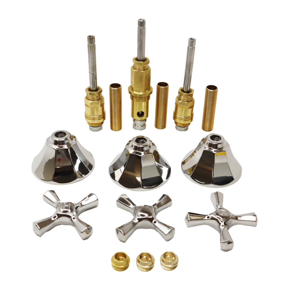 Chrome Plated 3 Handle Rebuild Kit for Gerber Tub & Shower Faucets with ...
