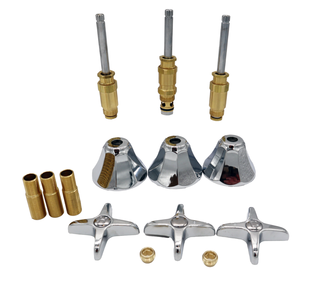 Chrome Plated 3 Handle Rebuild Kit for Harcraft Tub & Shower Faucet ...
